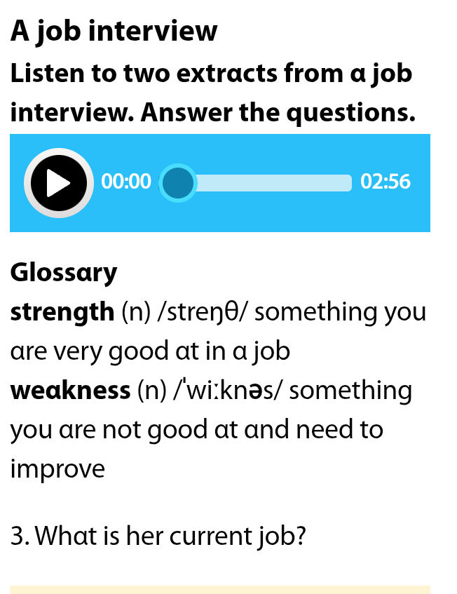 Listen to two extracts from a job interview. | StudyX