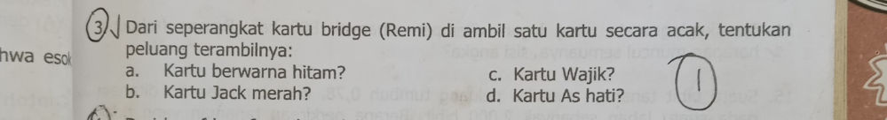 3. Dari seperangkat kartu bridge (Remi) di | StudyX