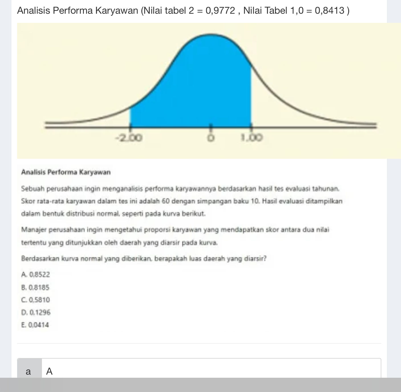 Analisis Performa Karyawan (Nilai tabel 2 = | StudyX