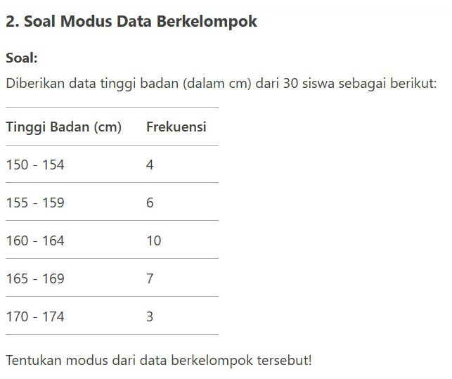 Diberikan data tinggi badan (dalam cm) dari | StudyX