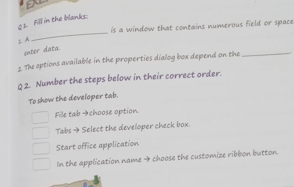Q1. Fill in the blanks: 1. A _______ is a | StudyX
