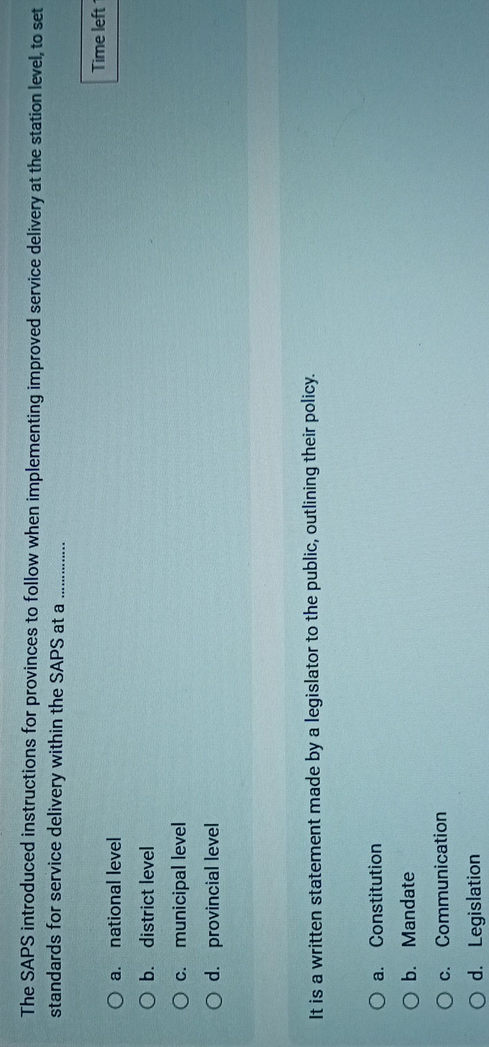 The SAPS introduced instructions for | StudyX