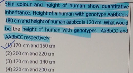 Skin colour and height of human show | StudyX