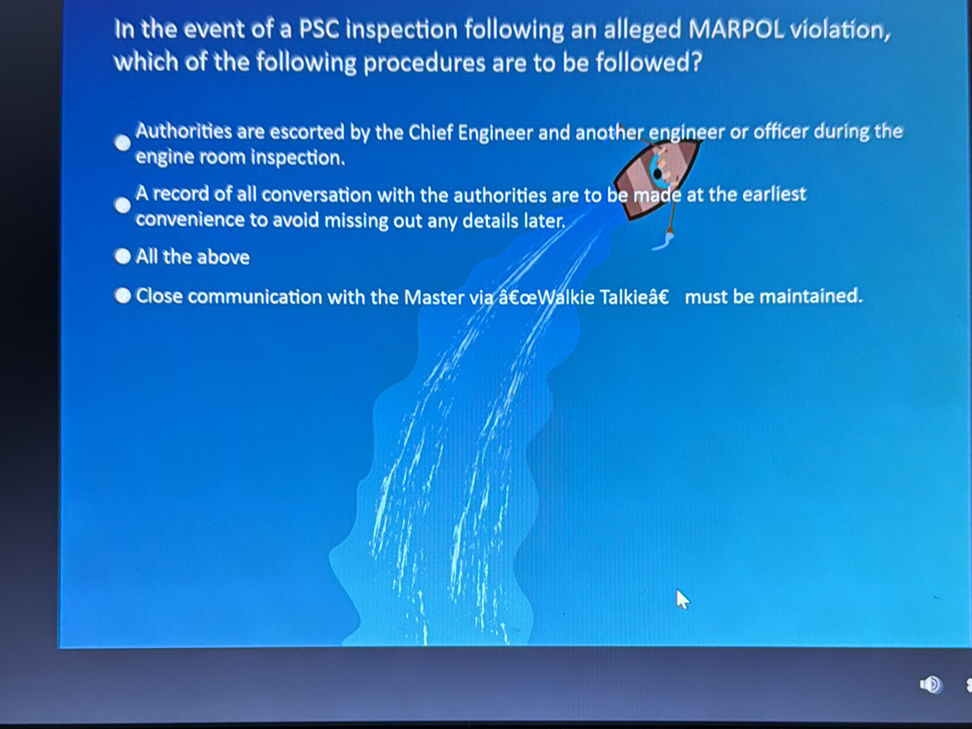 In the event of a PSC inspection following | StudyX