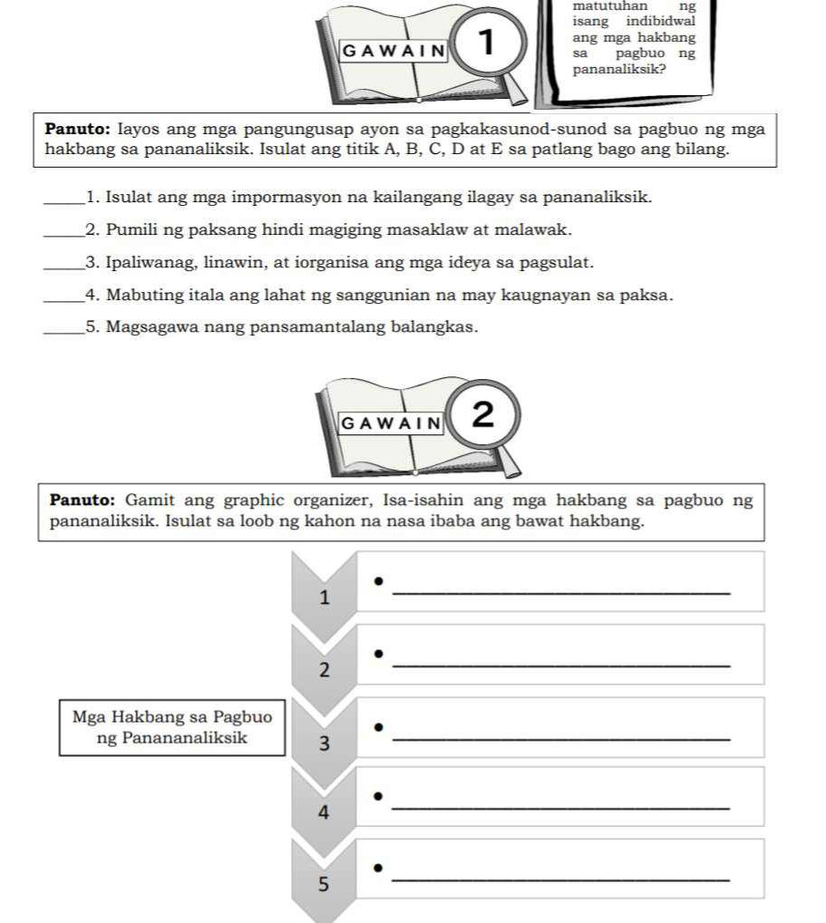 Panuto: layos ang mga pangungusap ayon sa | StudyX