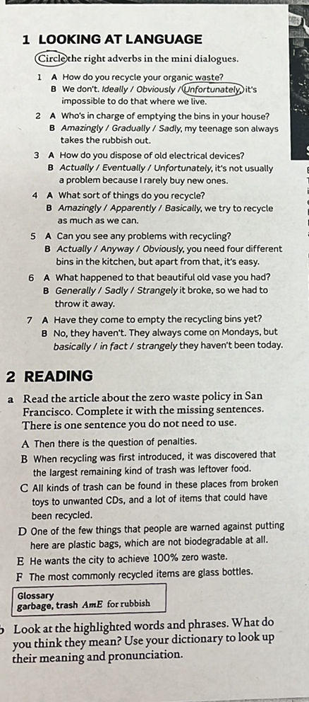 1 LOOKING AT LANGUAGE Circle the right | StudyX