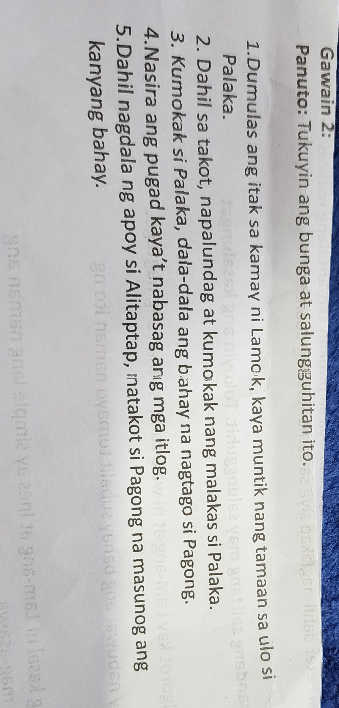 Gawain 2: Panuto: Tukuyin ang bunga at | StudyX