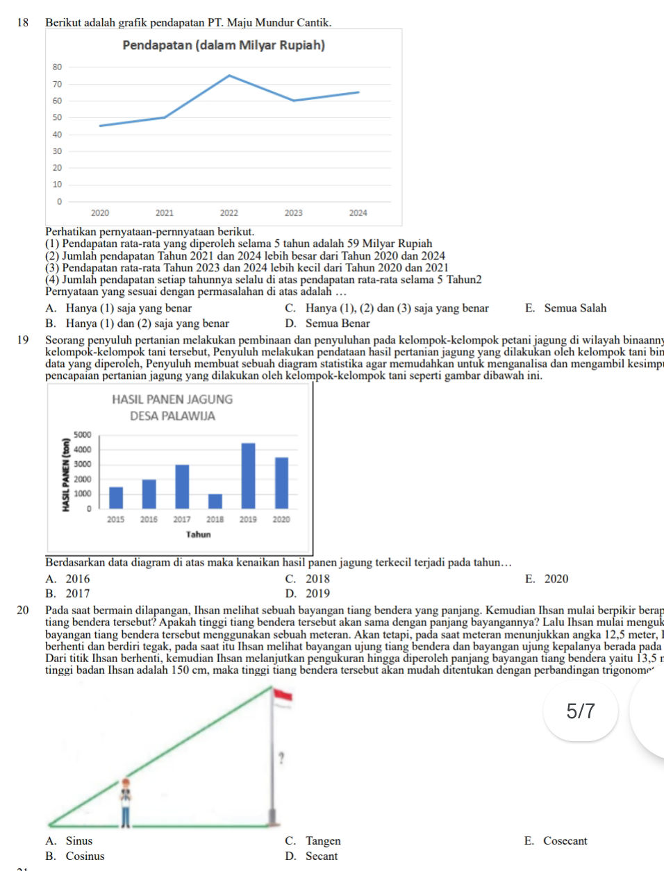 18. Berikut adalah grafik pendapatan PT. | StudyX