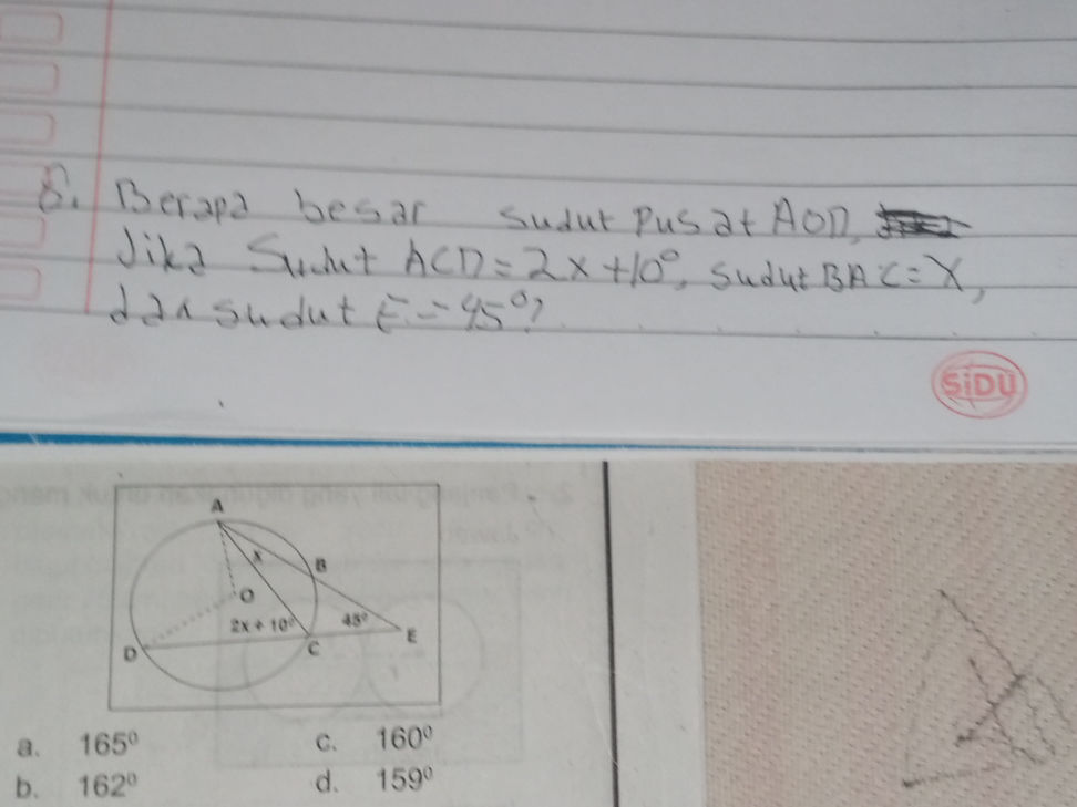 8. Berapa besar Sudut Pusat AOD, Jika Sudut | StudyX