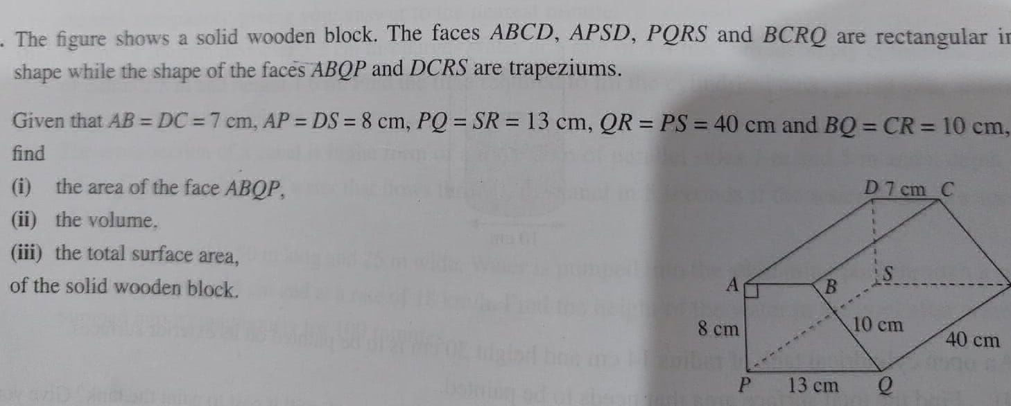 The figure shows a solid wooden block. The | StudyX
