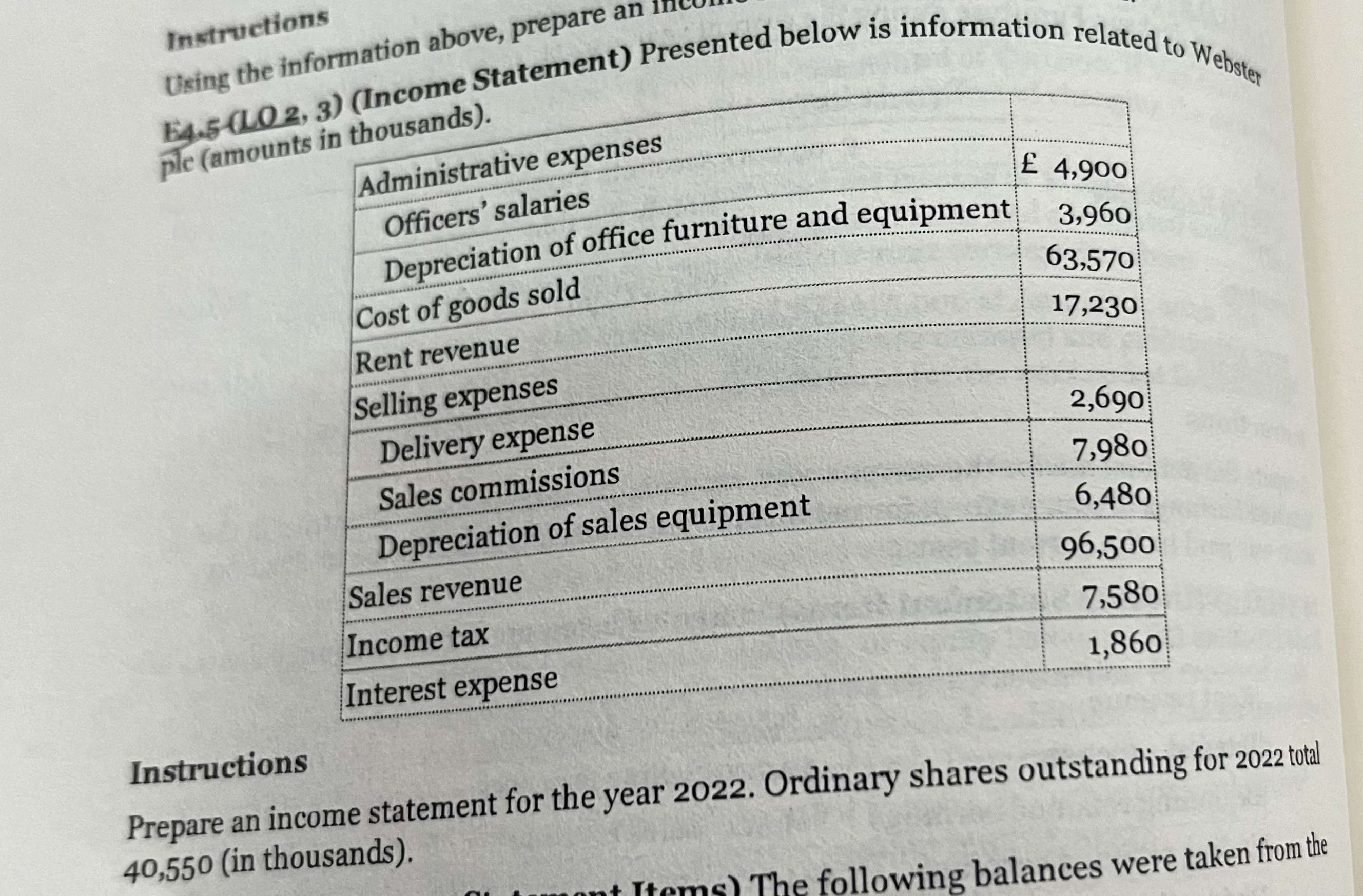 Using the information above, prepare an | StudyX