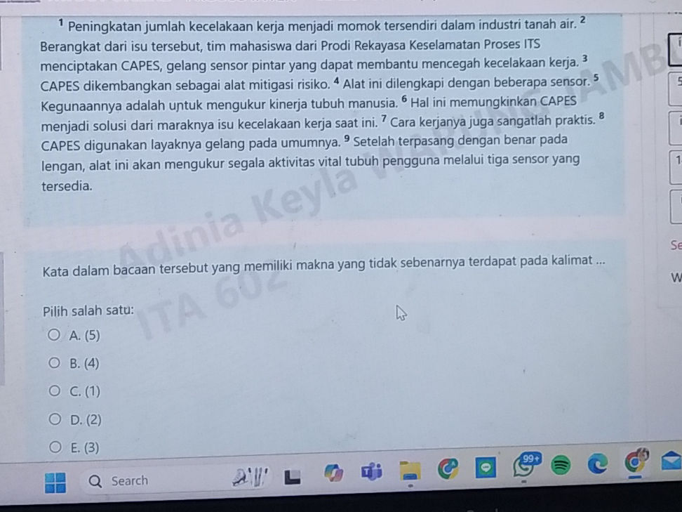 Kata dalam bacaan tersebut yang memiliki | StudyX