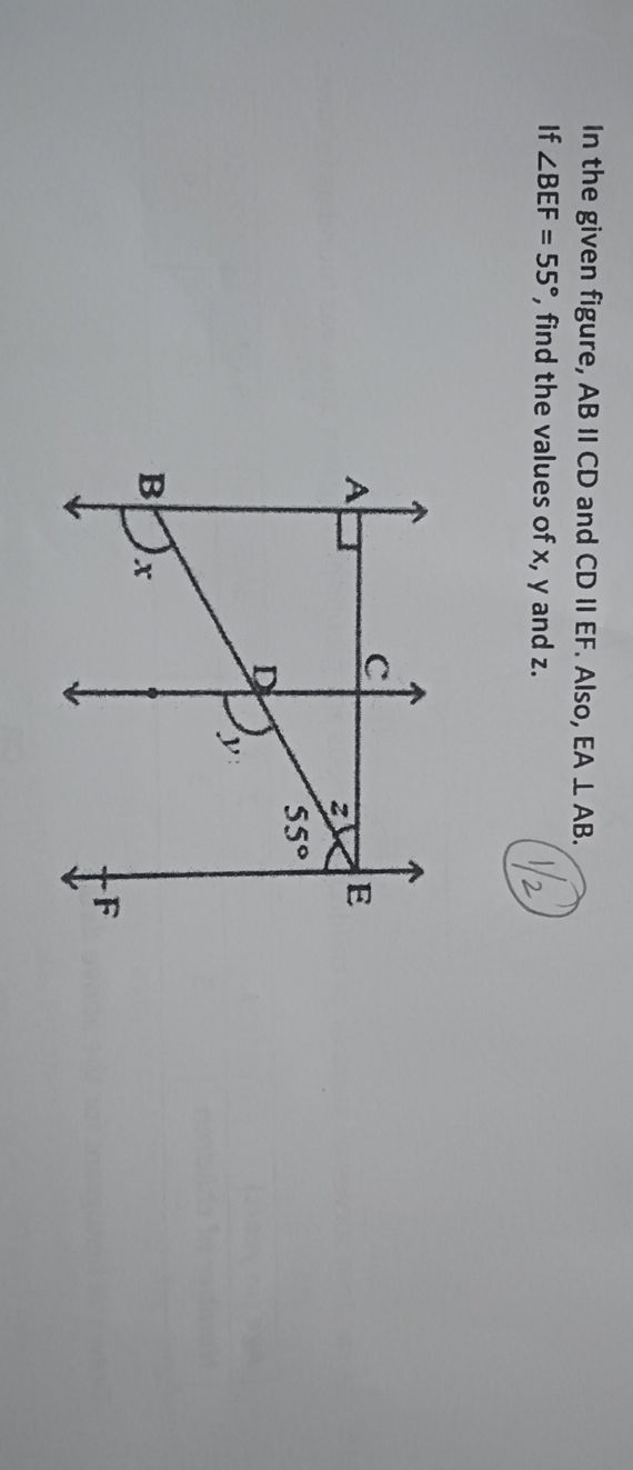 In the given figure, AB || CD and CD || EF. | StudyX