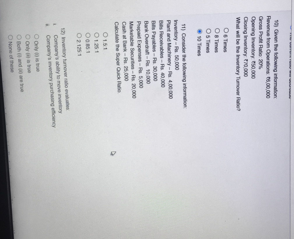 10) Given the following information: Revenue | StudyX