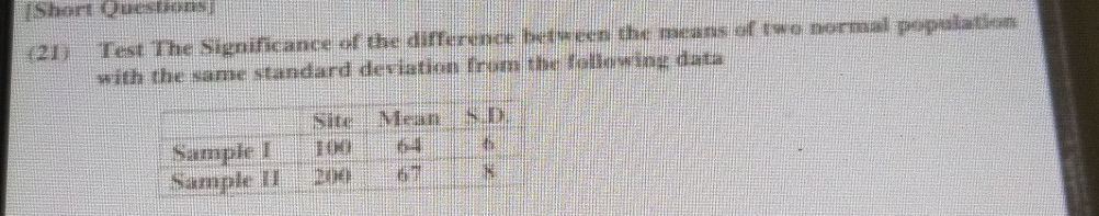 (21) Test The Significance of the difference | StudyX