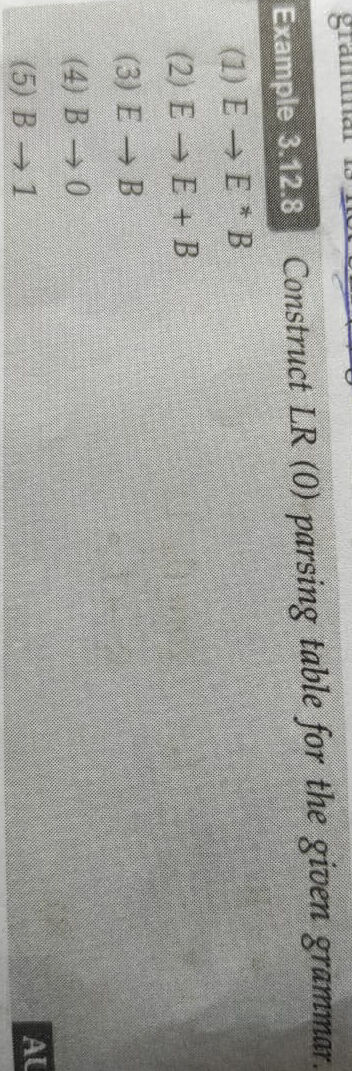 Example 3.12.8 Construct LR (0) parsing | StudyX