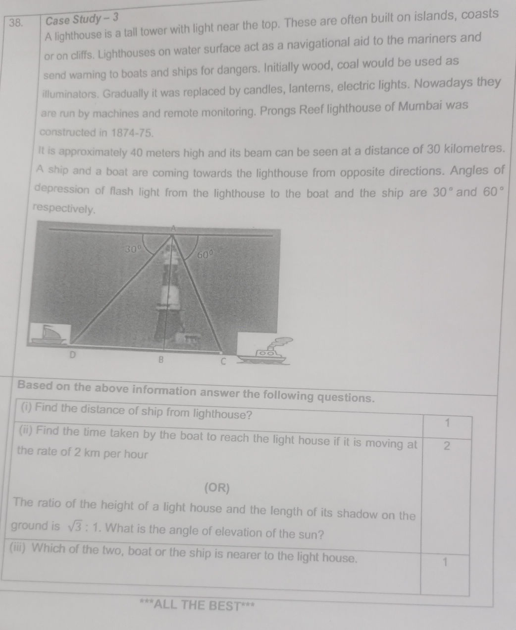 Case Study - 3 A lighthouse is a tall tower | StudyX