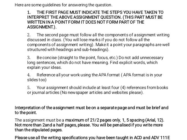 Here are some guidelines for answering the | StudyX