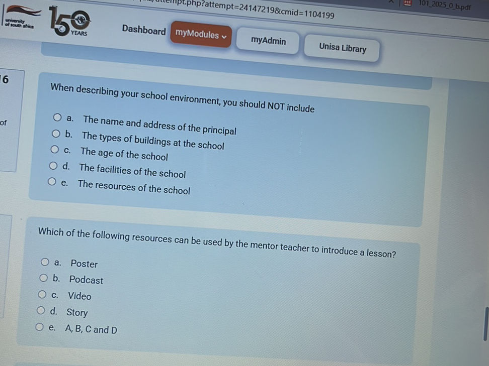 When describing your school environment, you | StudyX