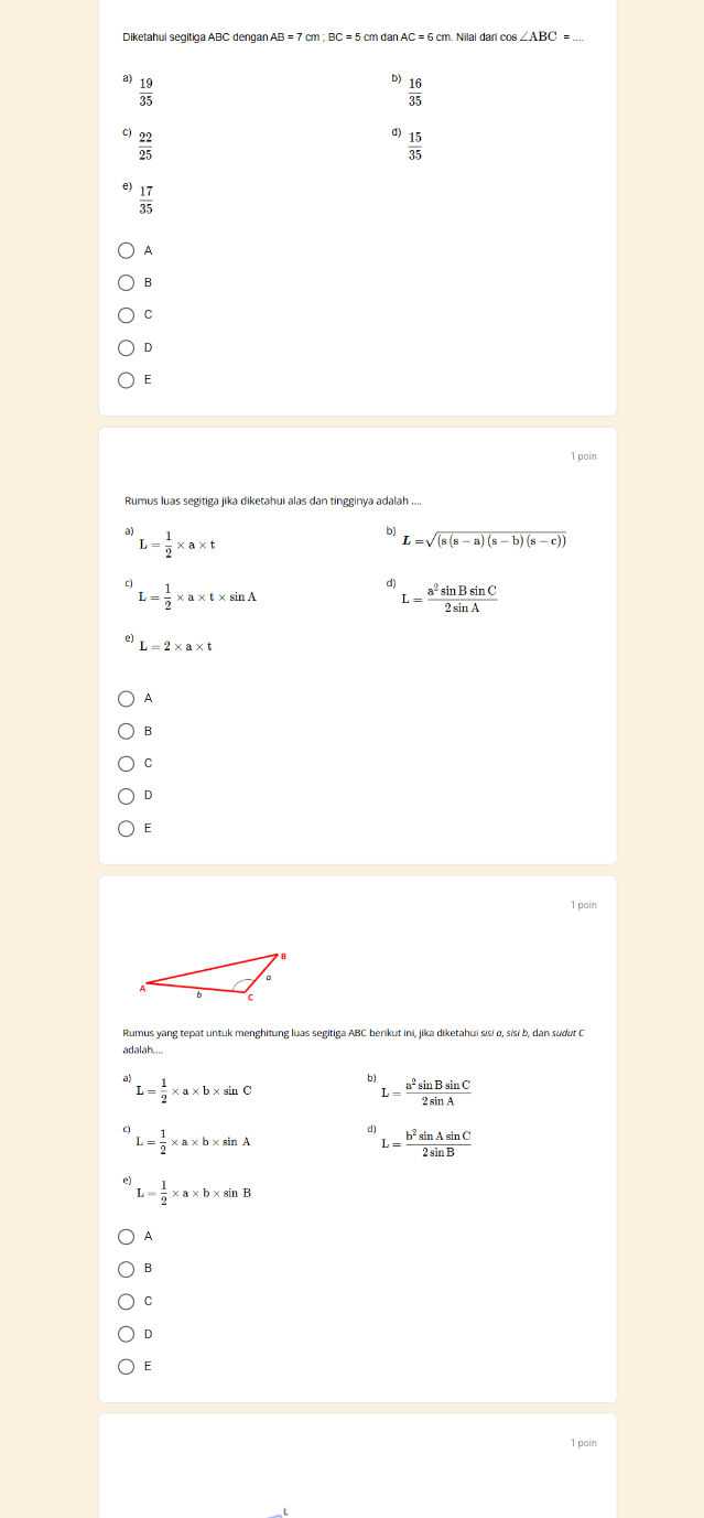 Diketahui segitiga ABC dengan AB = 7 cm, BC | StudyX