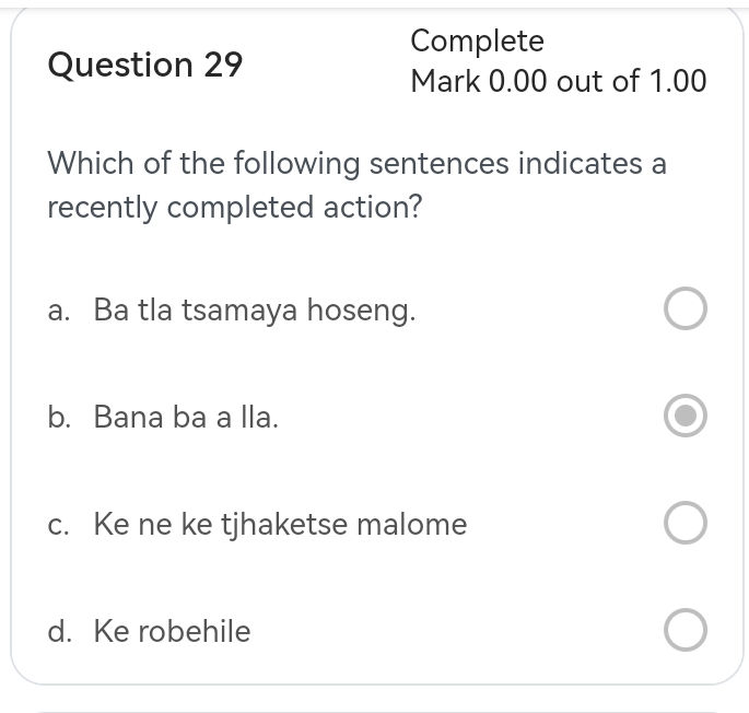 Which of the following sentences indicates a | StudyX