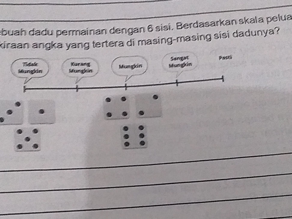 Sebuah dadu permainan dengan 6 sisi. | StudyX