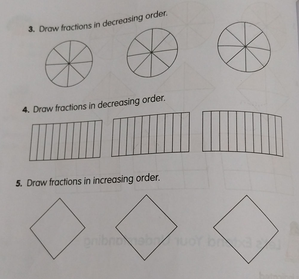 3. Draw fractions in decreasing order. 4. | StudyX