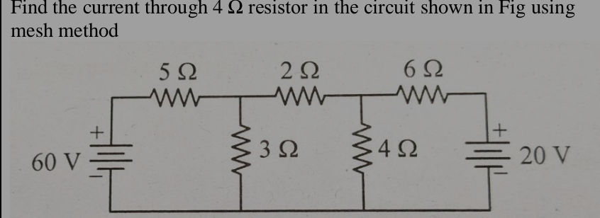 Find the current through 4 $ $ resistor in | StudyX