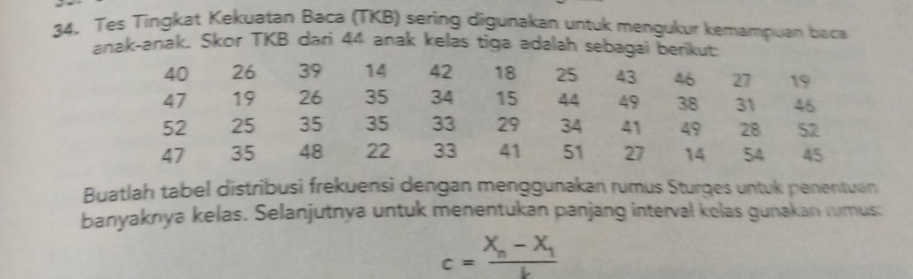 34. Tes Tingkat Kekuatan Baca (TKB) sering | StudyX