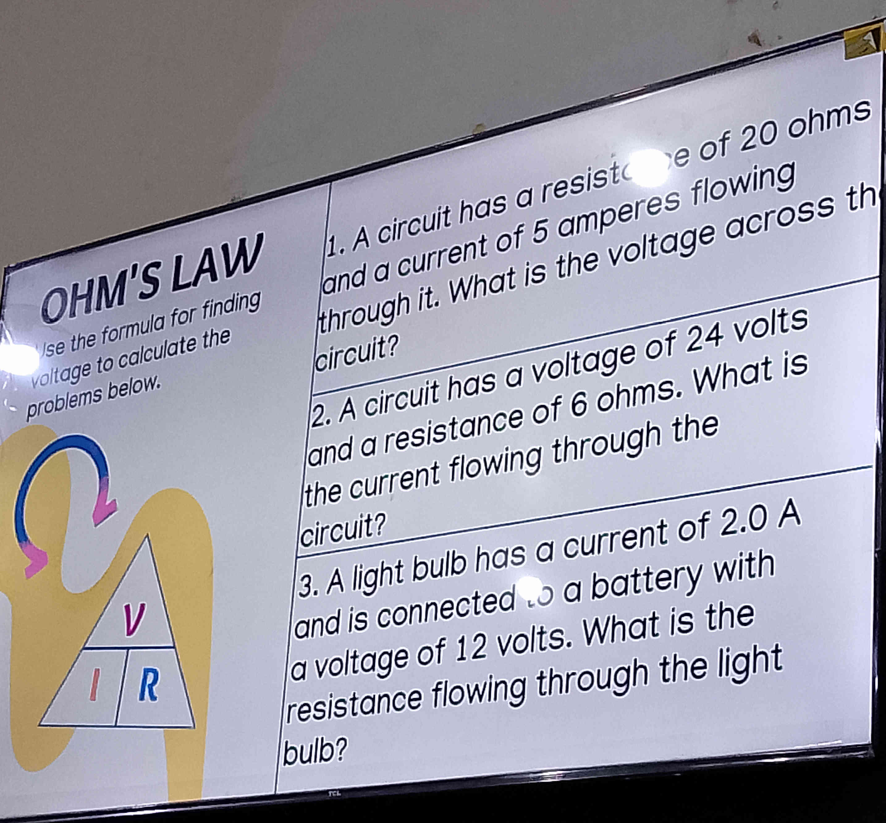 OHM'S LAW Use the formula for finding | StudyX
