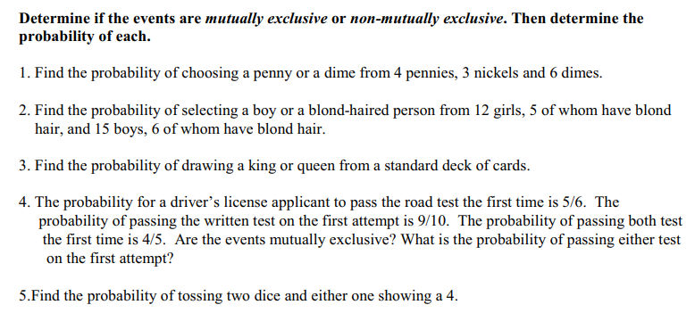 Determine if the events are mutually