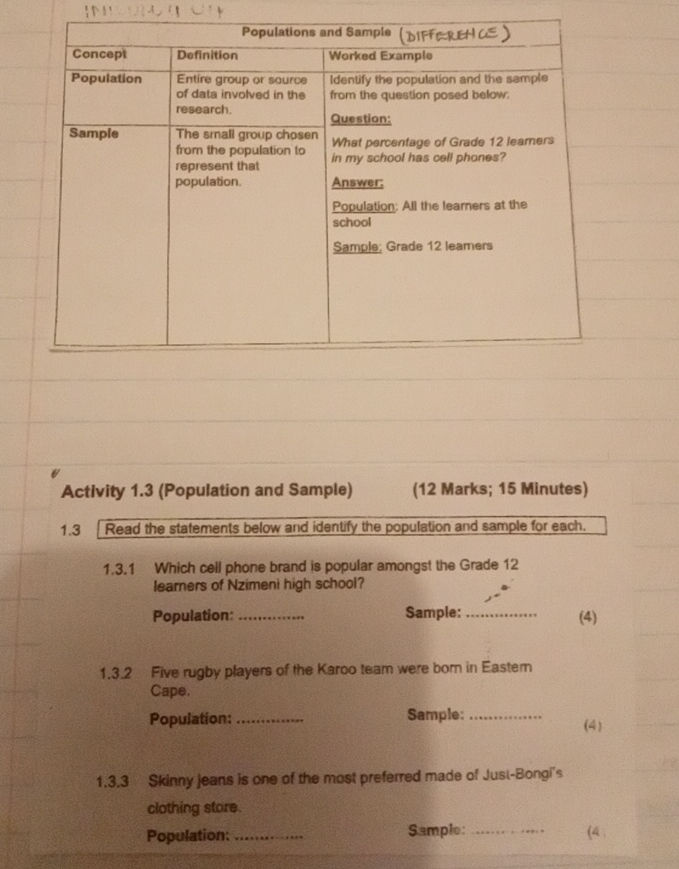 Populations and Sample (DIFFERENCE) | | StudyX