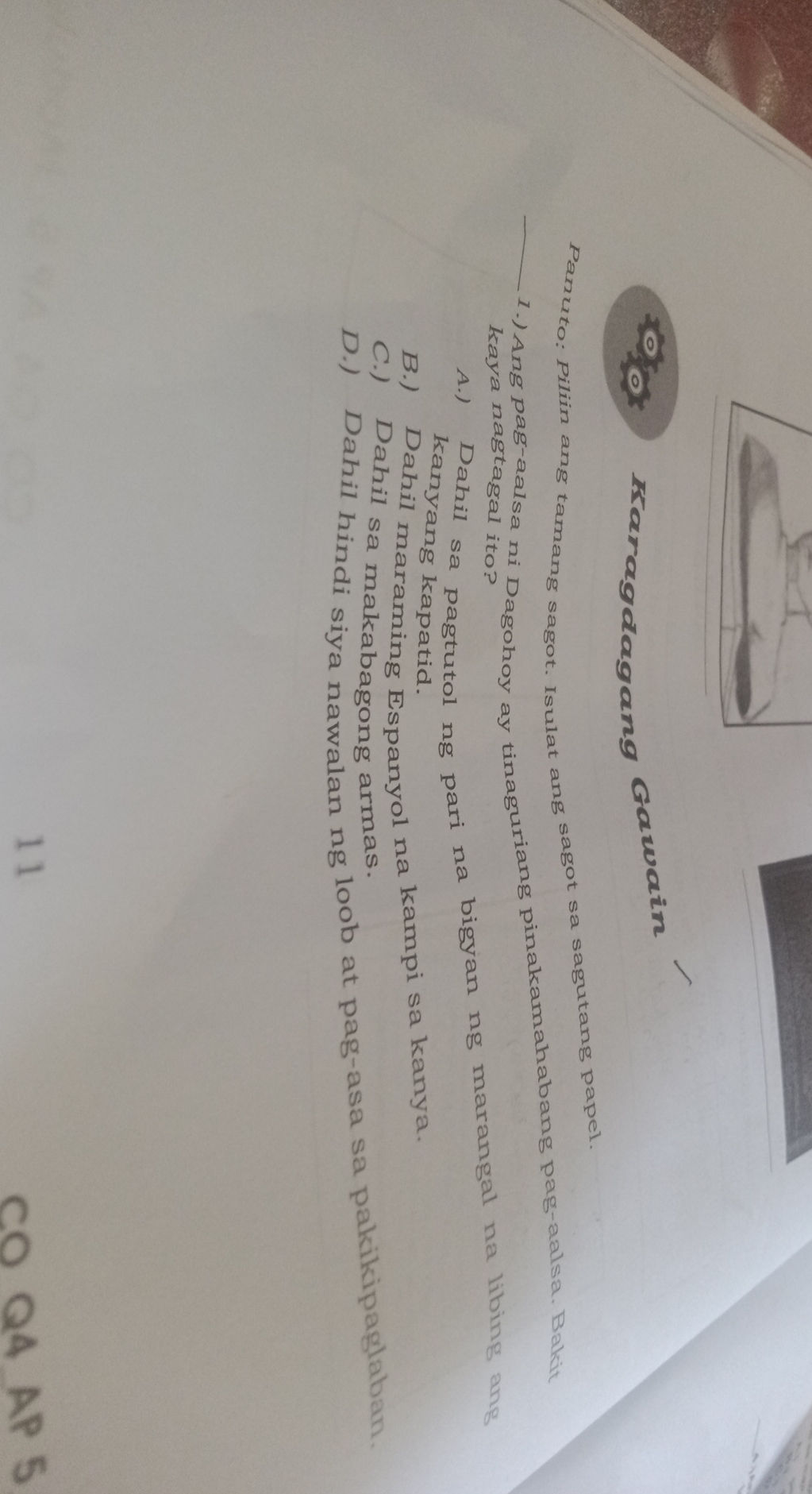 Panuto: Piliin ang tamang sagot. Isulat ang | StudyX