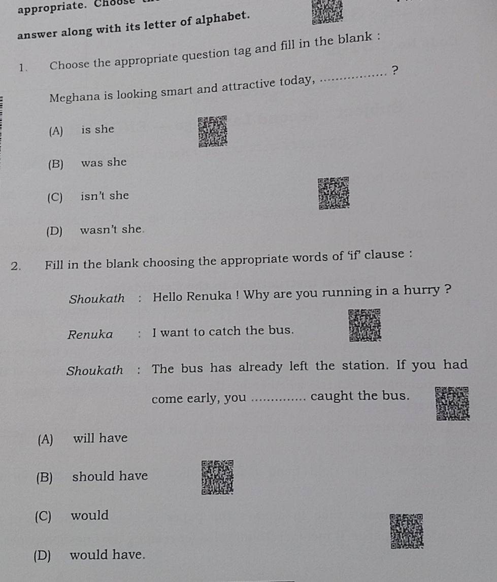 1. Choose the appropriate question tag and | StudyX