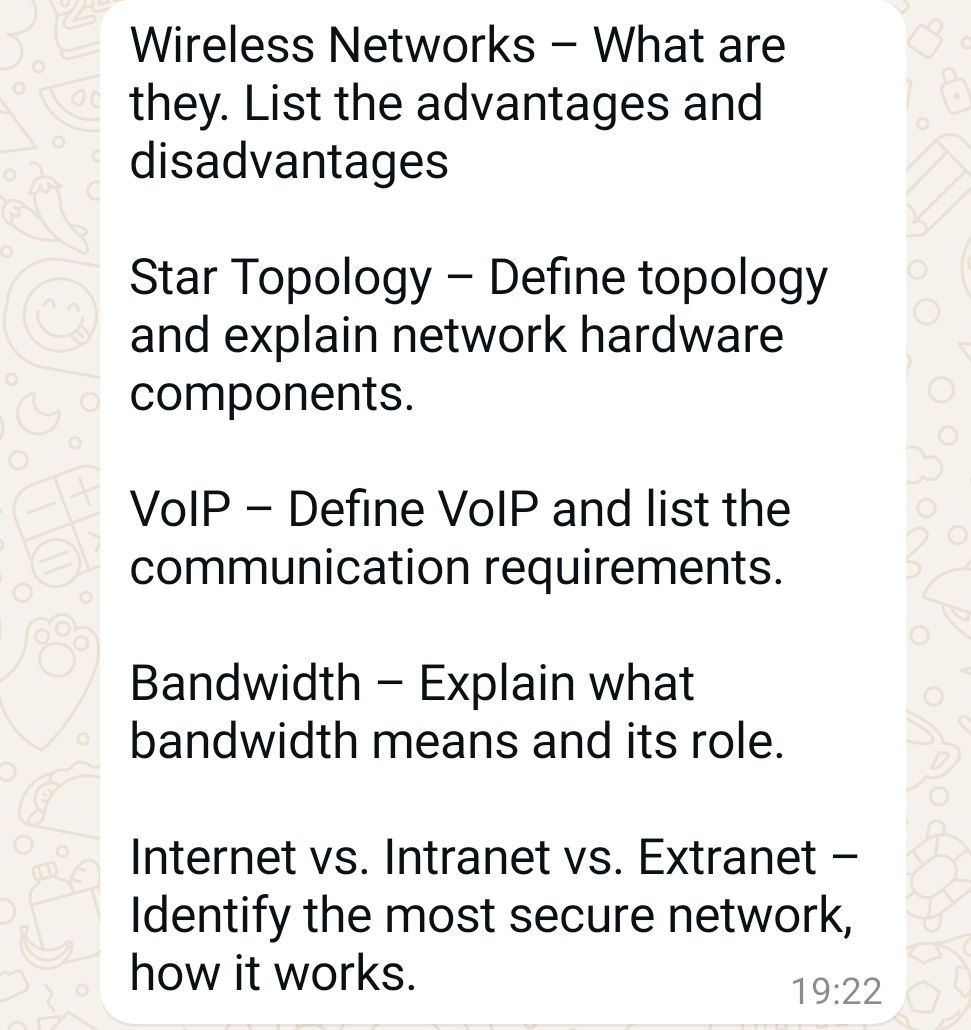 Wireless Networks – What are they. List the | StudyX
