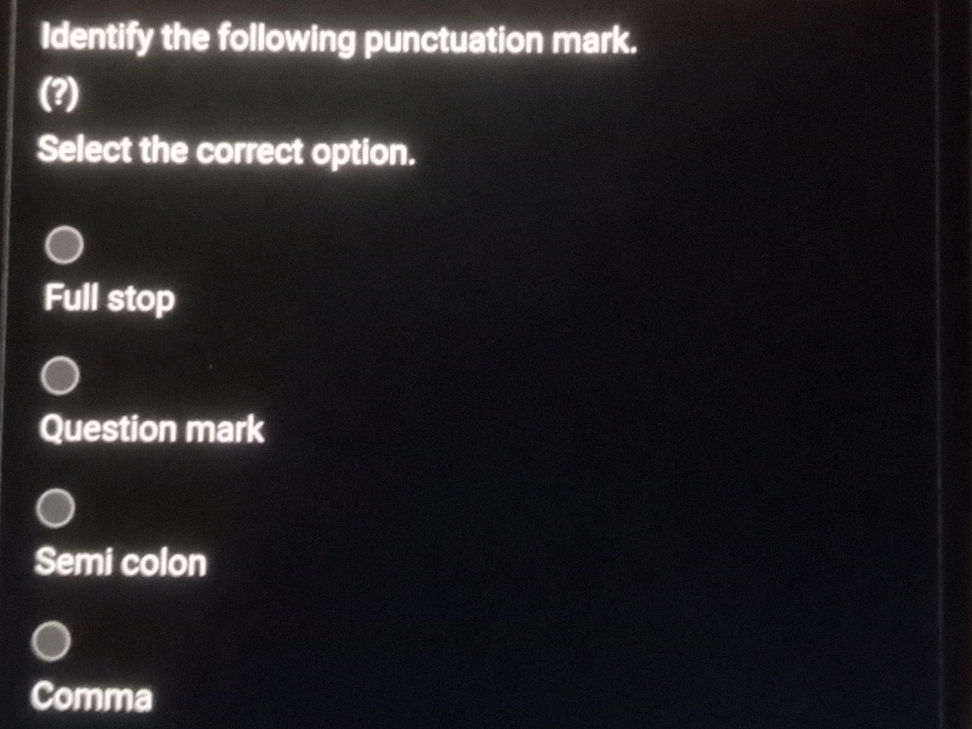 Identify the following punctuation mark. (?) | StudyX