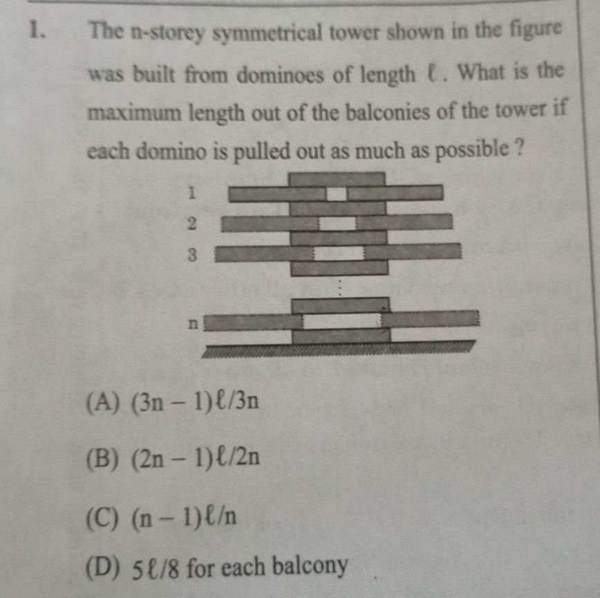 1. The n-storey symmetrical tower shown in | StudyX