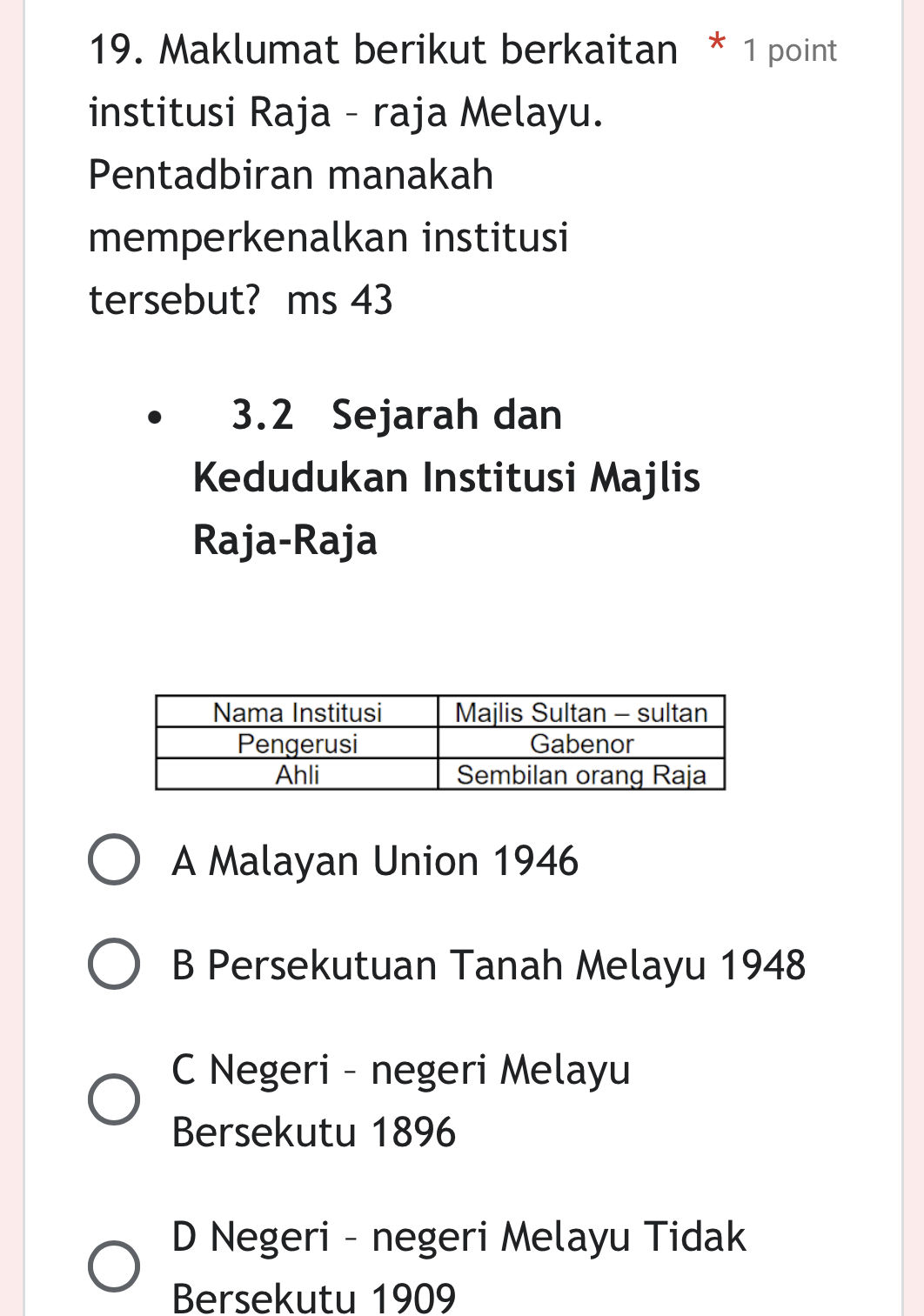 19. Maklumat berikut berkaitan institusi | StudyX