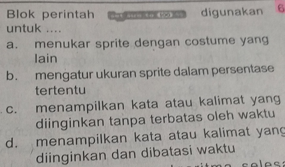 Blok perintah digunakan untuk.... a. | StudyX