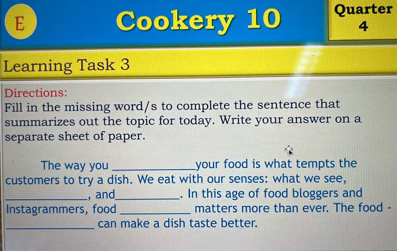 Directions: Fill in the missing word/s to | StudyX