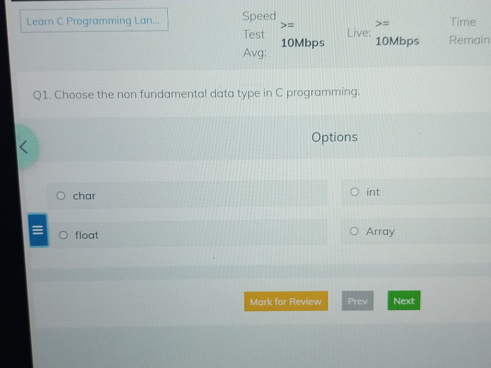 Q1. Choose the non fundamental data type in | StudyX