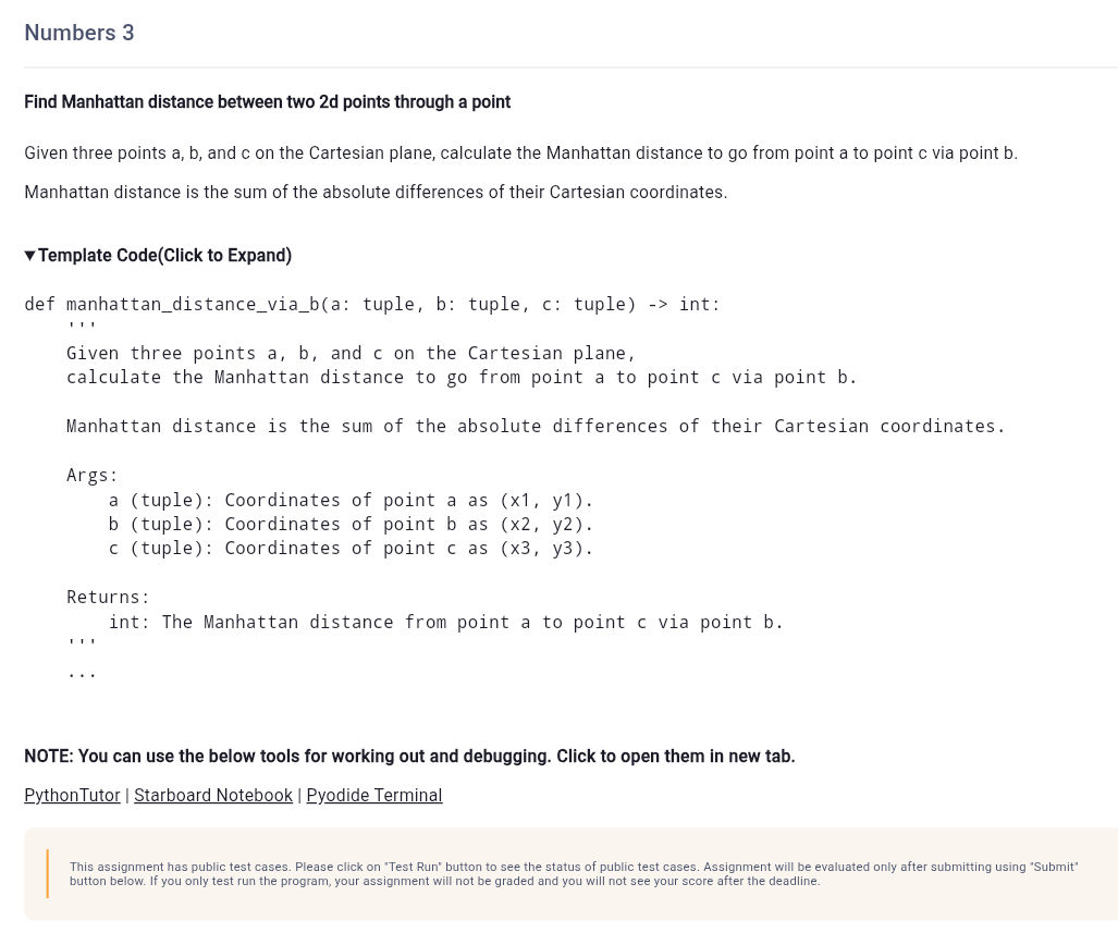 Find Manhattan distance between two 2d | StudyX