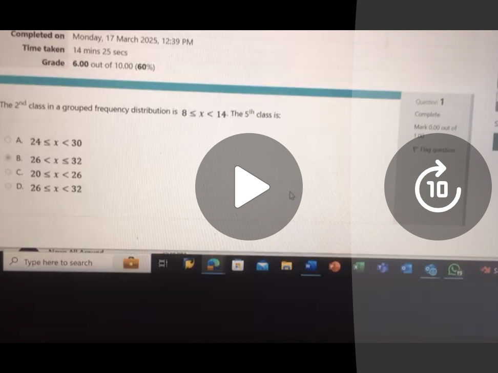 The 2nd class in a grouped frequency | StudyX
