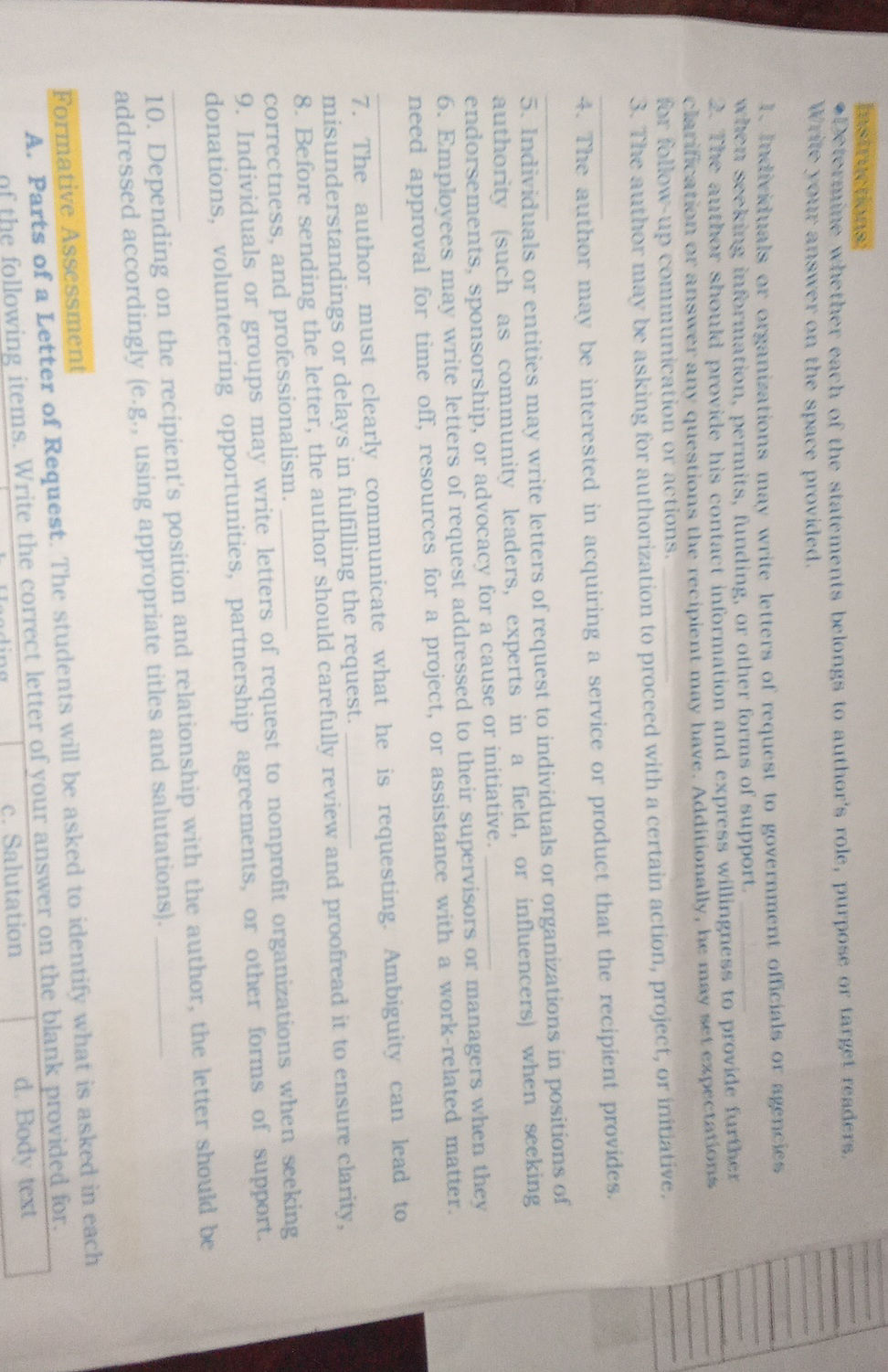 Instructions! Determine whether each of the | StudyX