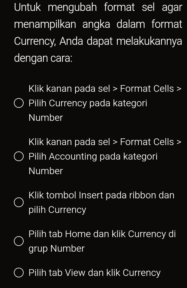 Untuk mengubah format sel agar menampilkan | StudyX