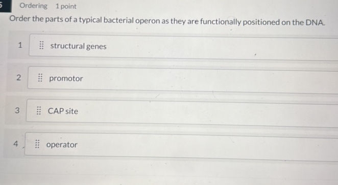 Order the parts of a typical bacterial | StudyX