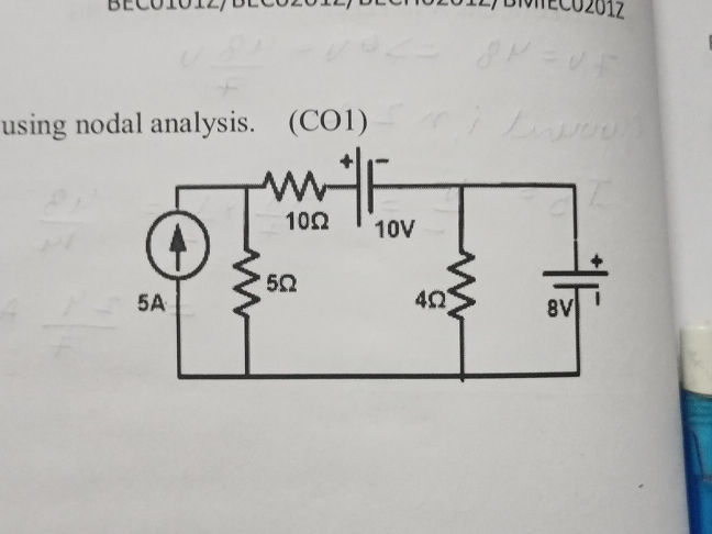 using nodal analysis. 5A current source | StudyX