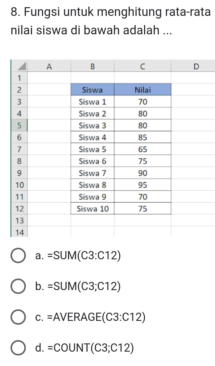 8. Fungsi untuk menghitung rata-rata nilai | StudyX