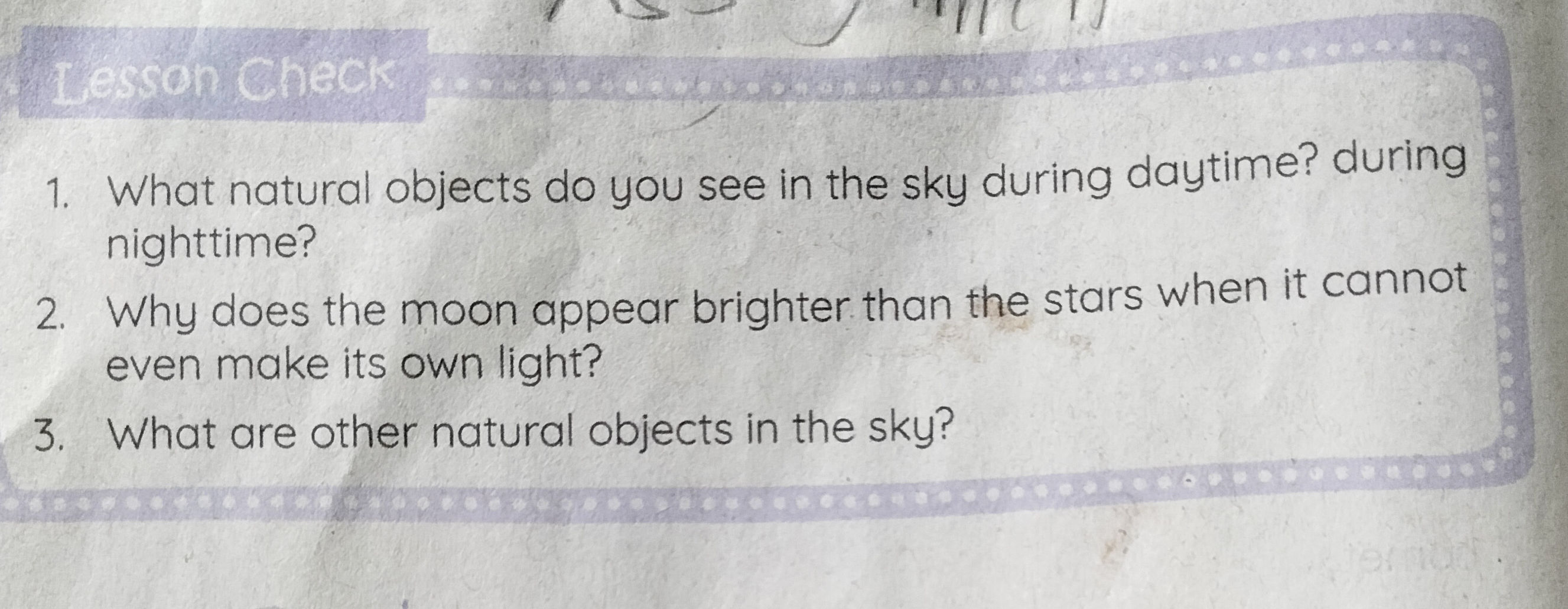 1. What natural objects do you see in the | StudyX