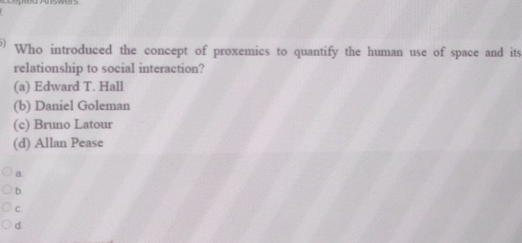 5) Who introduced the concept of proxemics | StudyX